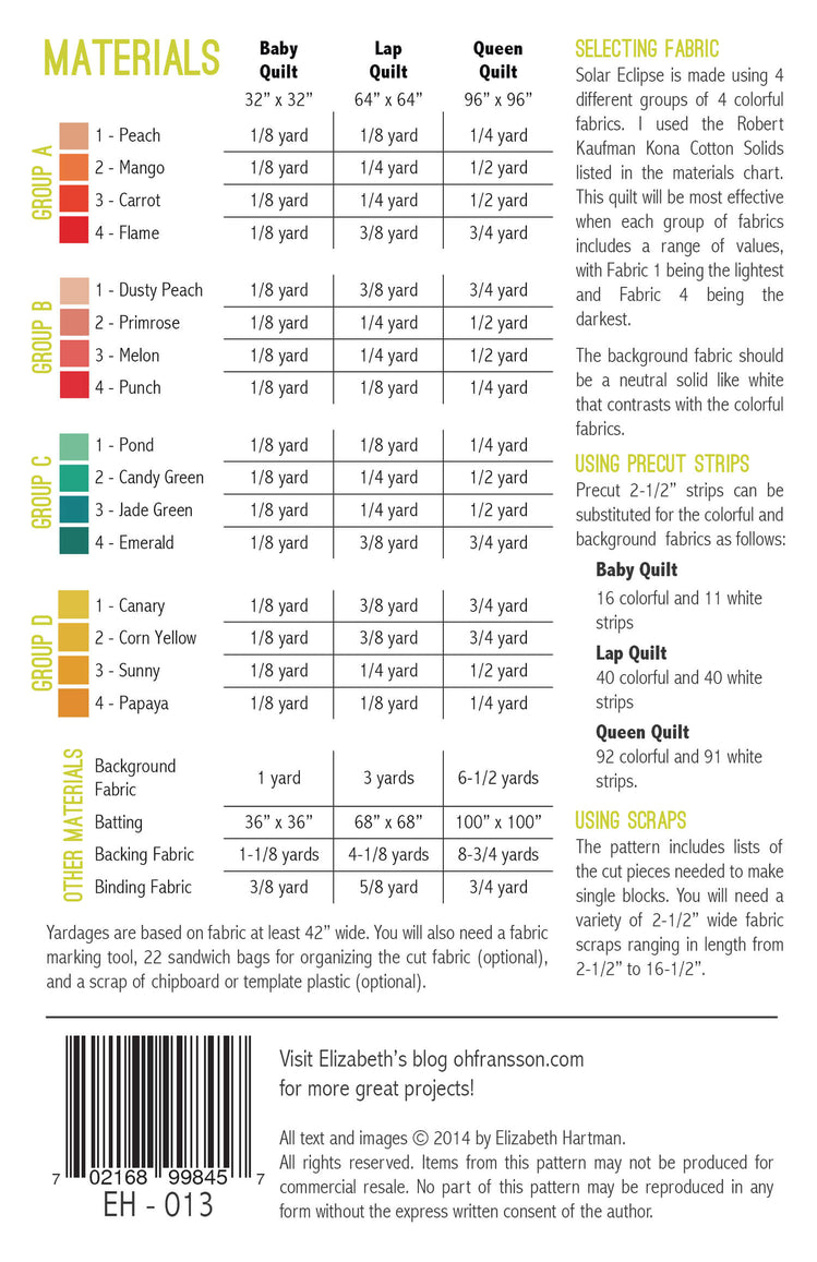 Solar Eclipse | Quilt Pattern | Information | Elizabeth Hartman
