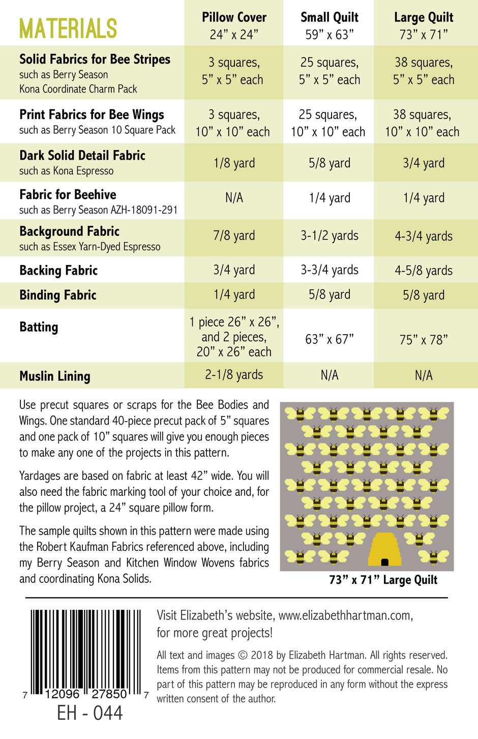 Beehive | Quilt Pattern | Information | Elizabeth Hartman