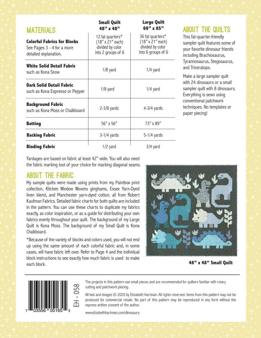 Dinosaurs | Quilt Pattern | Buy PDF | Elizabeth Hartman