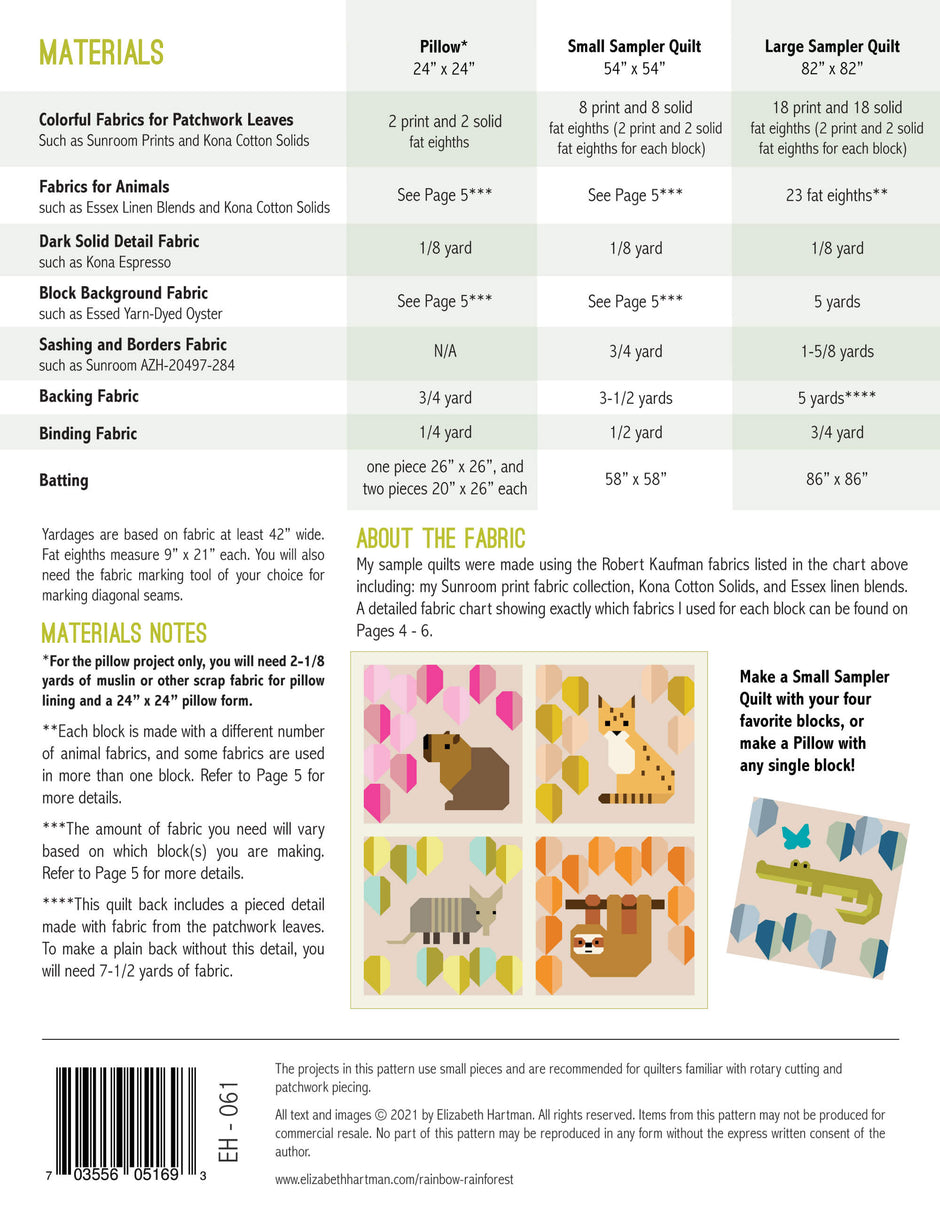 Rainbow Rainforest | Quilt Pattern | Information | Elizabeth Hartman