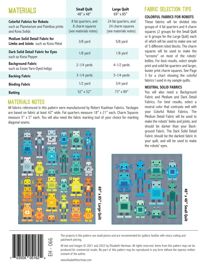 Robots | Quilt Pattern | Information | Elizabeth Hartman