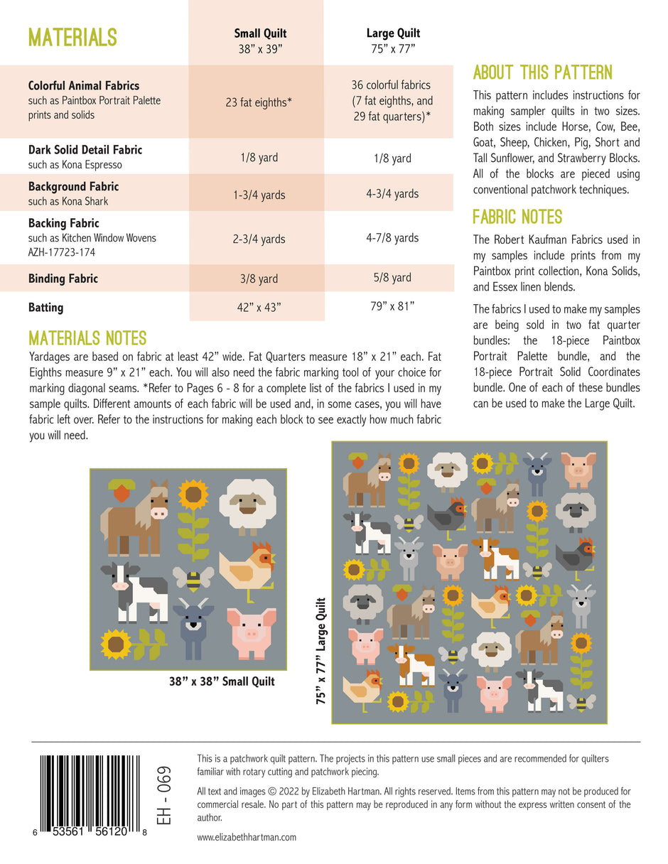 Fab Farm | Quilt Pattern | Information | Elizabeth Hartman